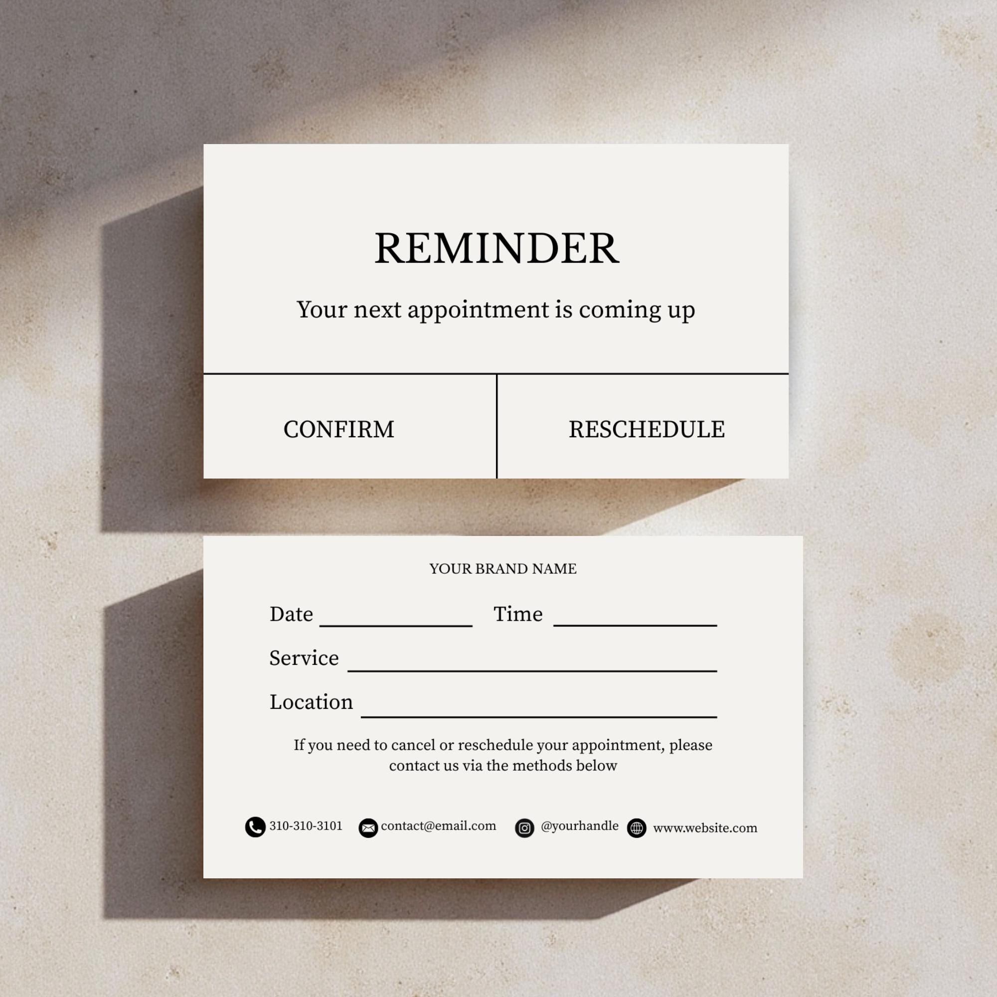 Appointment Reminder Card Design| Next Appointment Card | Beauty ...