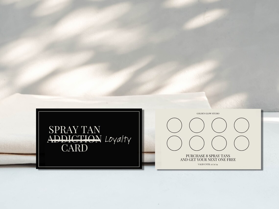 Spray Tan Loyalty Card Design Editable Template Black & Beige Loyalty ...