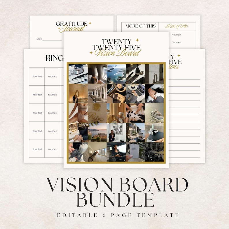 2025 Vision Board Bundle & New Year Goals Planner | 2025 Bingo Card ...