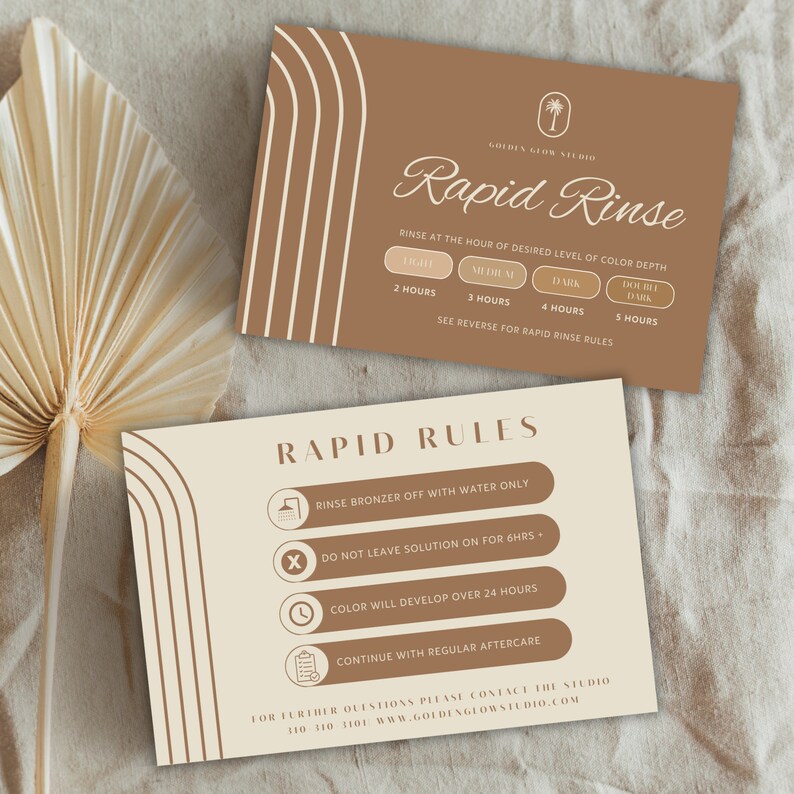 Rapid Rinse Spray Tan Aftercare Card Express Spray Tan Editable ...