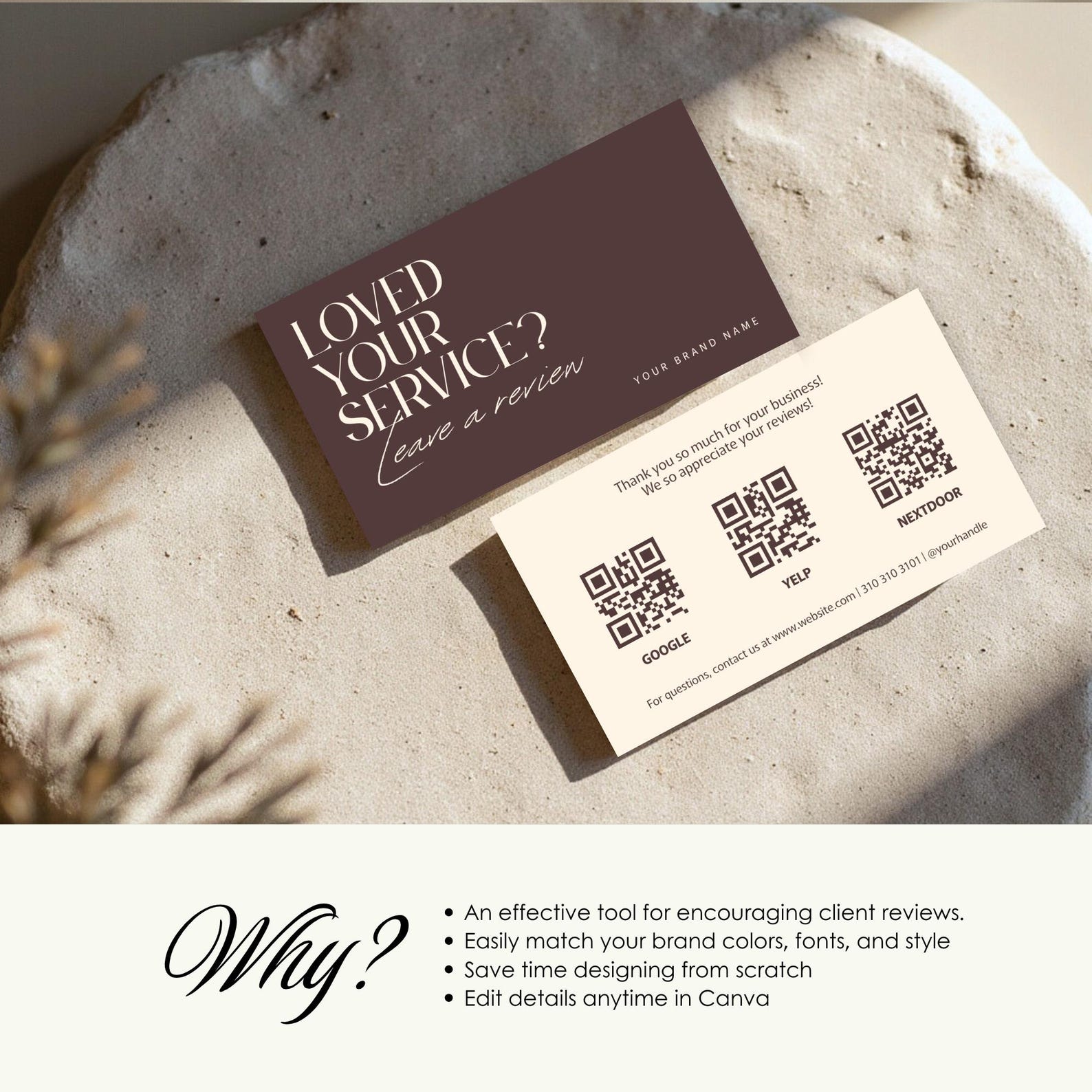Small Business Review Card Template | Scannable QR Code Reviews Card ...