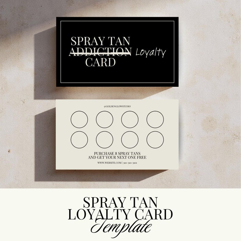 Spray Tan Business Loyalty Card Template | Printable Stamp Card ...