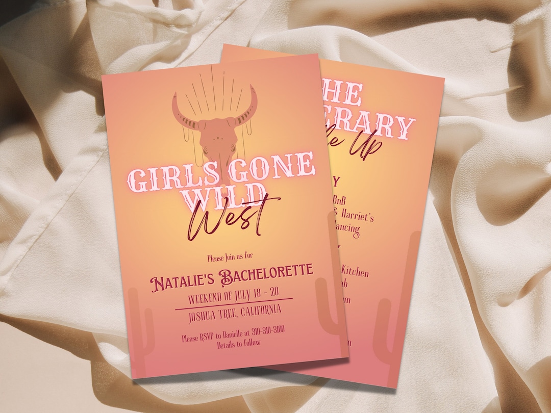 Girls Gone Wild West Bachelorette Invitation Design | Editable Template ...