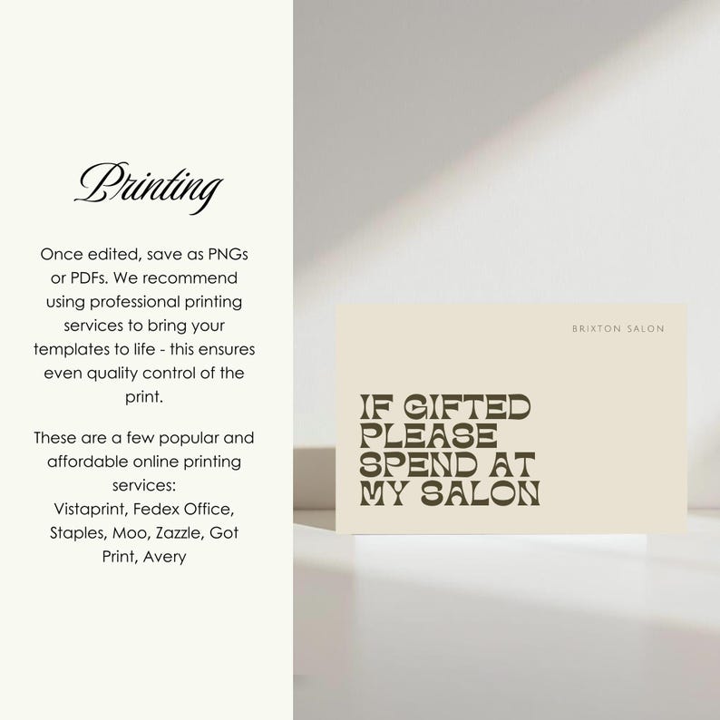 Salon Gift Card Template | Printable Gift Certificates | Beauty ...