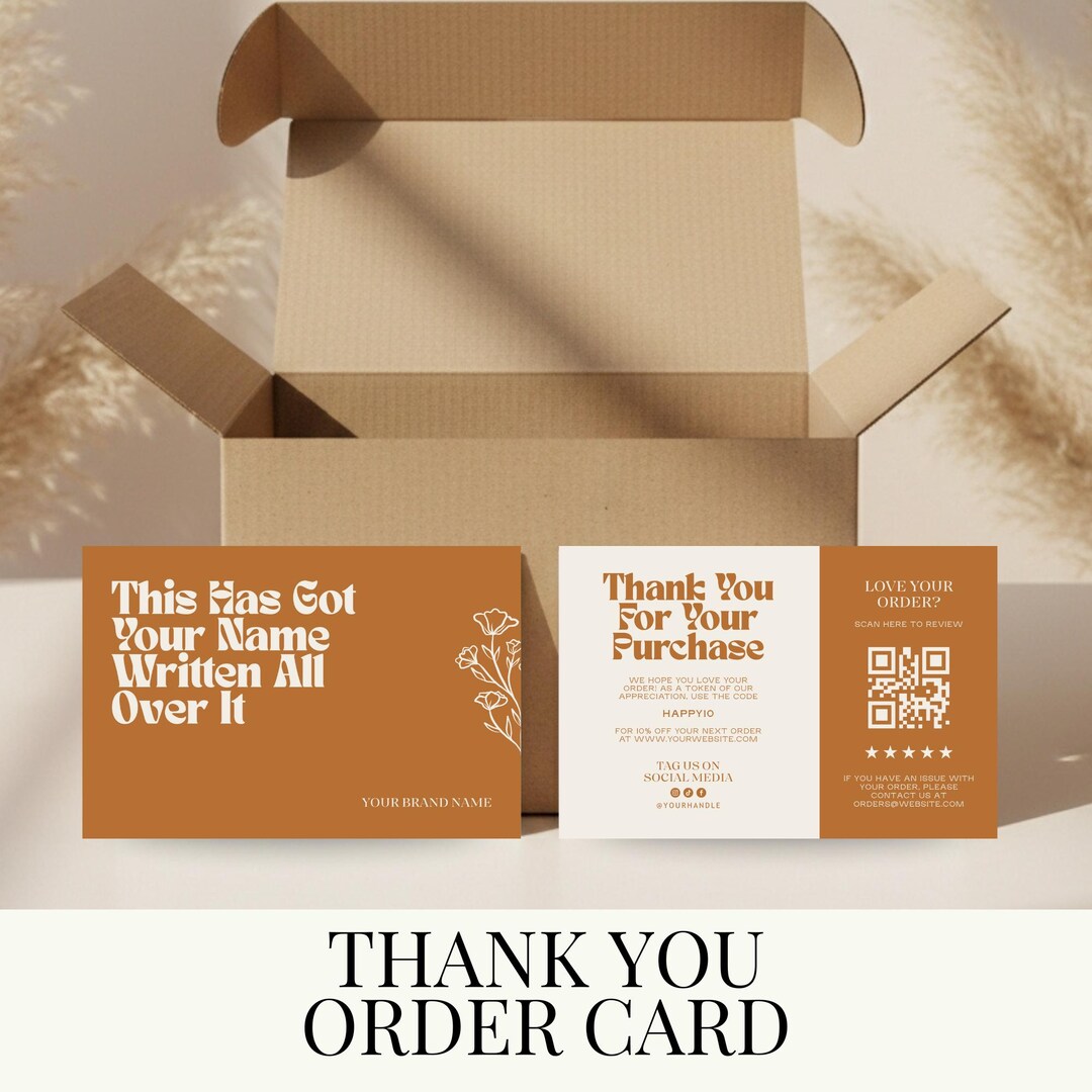 Small Business Thank You Order Card Template | Printable Package ...
