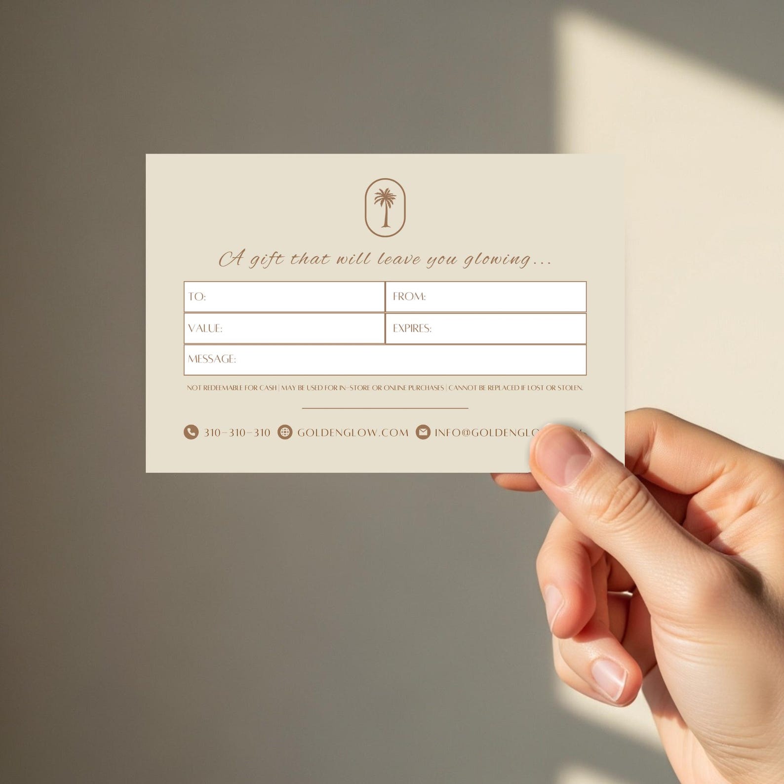 Spray Tan Business Gift Voucher Design | Palm Tree Branding | Gift ...