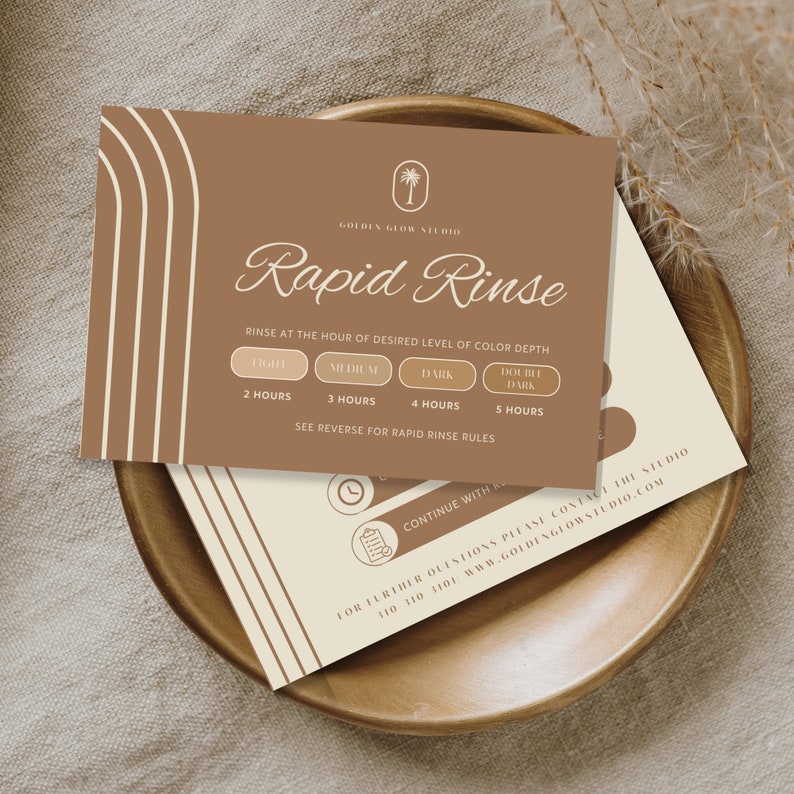 Rapid Rinse Spray Tan Aftercare Card Express Spray Tan Editable ...