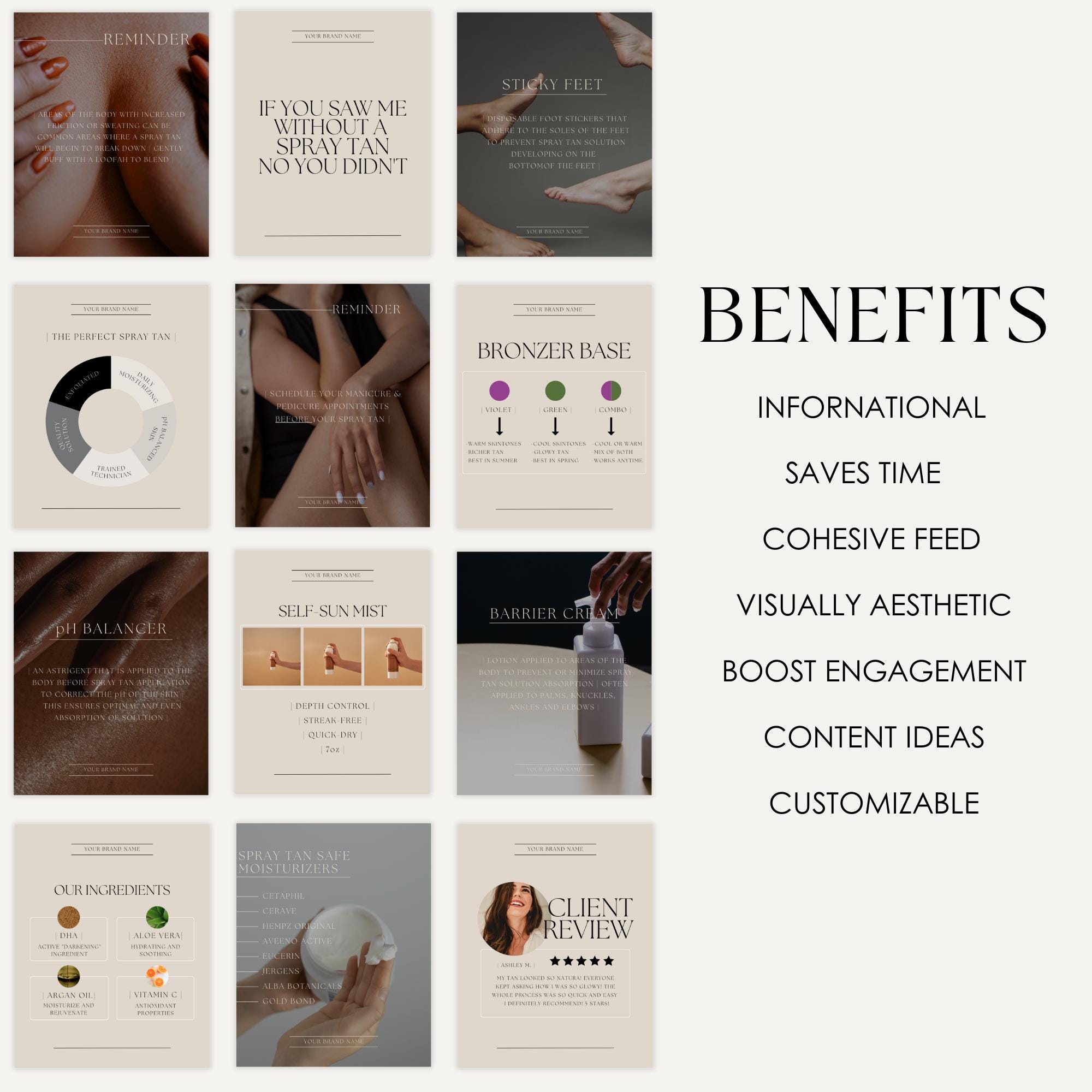 100 Spray Tan Instagram Canva Templates | Editable Social Media Posts ...