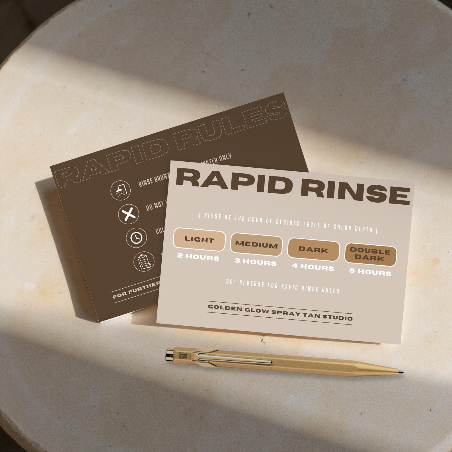 Rapid Rinse Spray Tan Aftercare Card | Express Spray Tan Card | Client ...