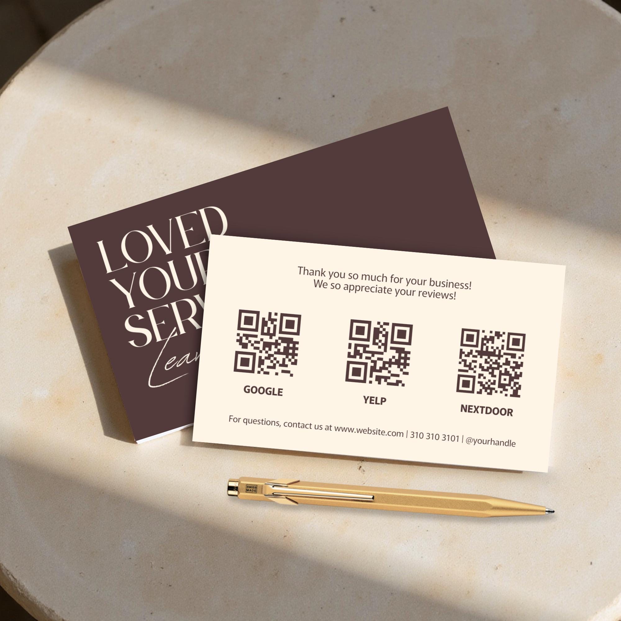 Small Business Review Card Design | Scannable QR Code Reviews Card ...