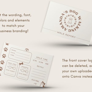 Dog Walking Report Card | Dog Walker and Pet Sitting Cards | Editable ...