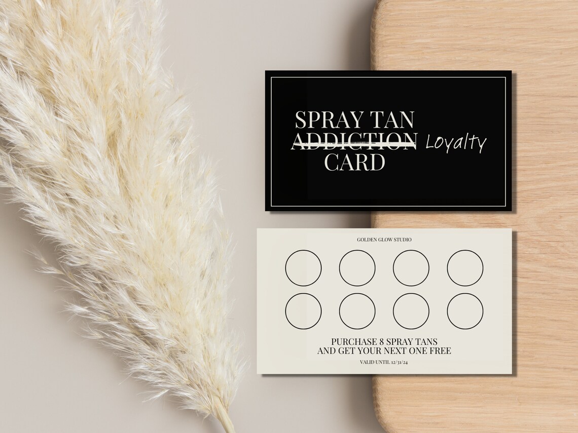 Spray Tan Loyalty Card Design Editable Template Black & - Etsy