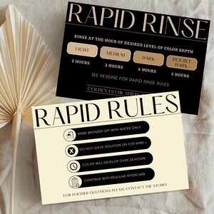 Rapid Rinse Spray Tan Aftercare Card Express Spray Tan Rack Card Client ...