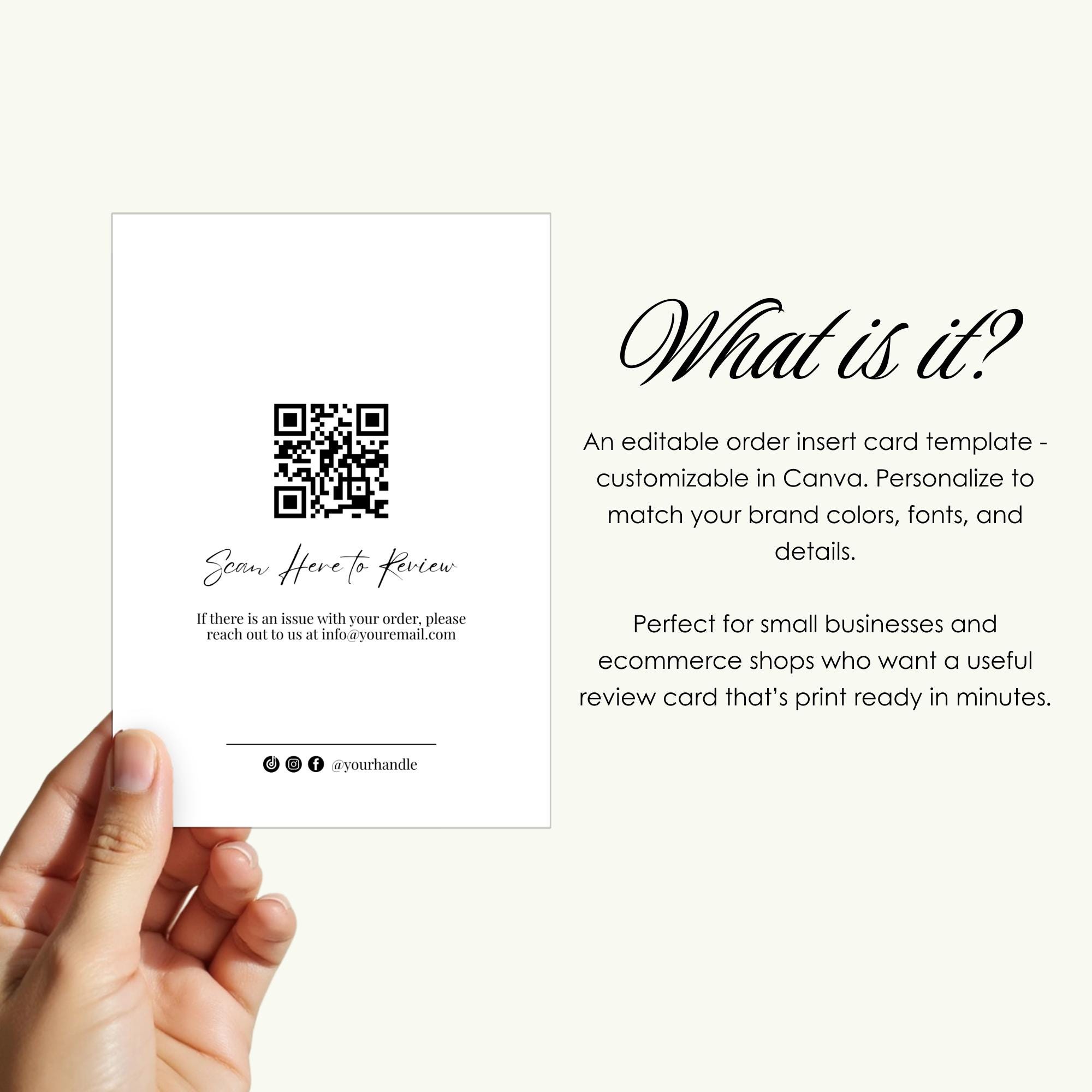 Small Business Order Insert Card Template | Printable Package Insert ...