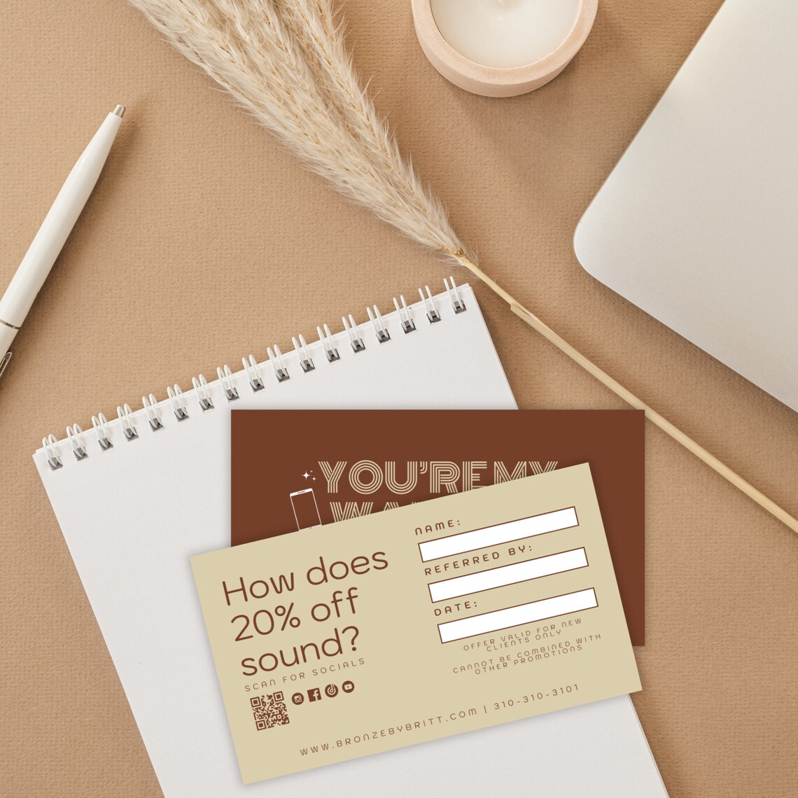 Spray Tan Service Referral Card Refer a Friend Card Beauty Service ...