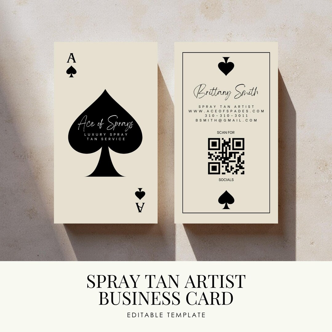 Spray Tan Artist Business Card Template | Printable Beauty Business ...