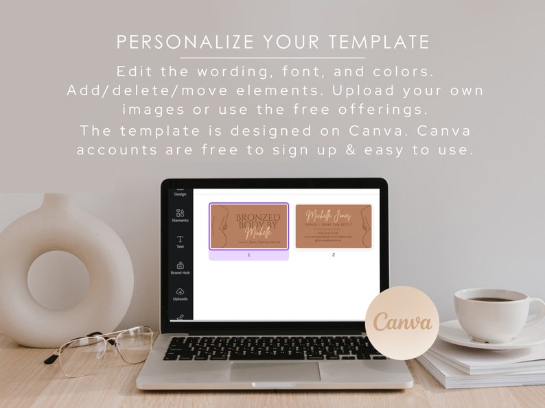 Spray Tan Artist Business Card Design | Editable Business Card Template ...