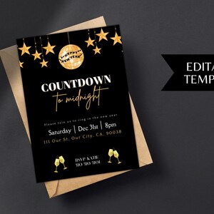 New Year's Eve Party Invitation Design 'countdown to Midnight Invite ...