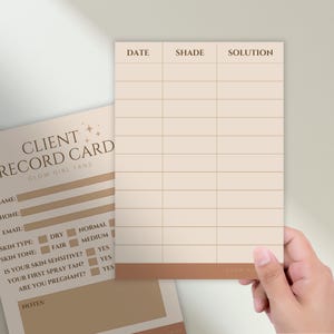 Spray Tanning Client Record Card 5x7 | Spray Tan Artist | Editable ...