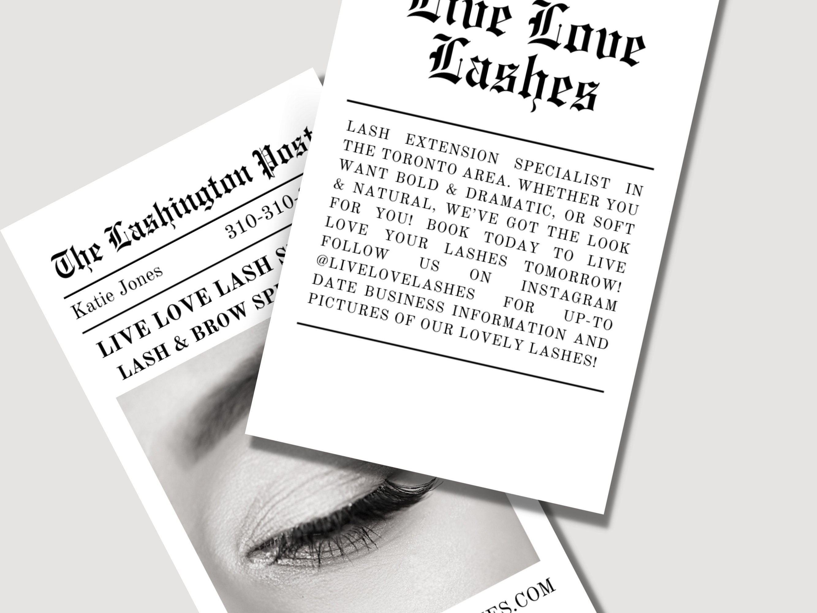 Lash Technician Business Card Editable Template Newspaper Print ...