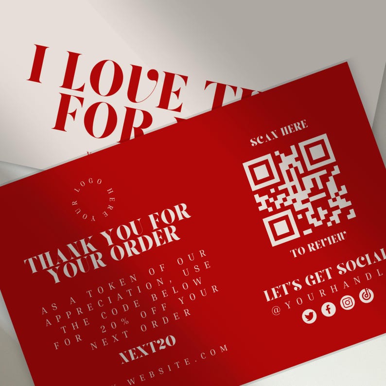 Red Thank You Order Card | Package Insert | Order Insert Card ...