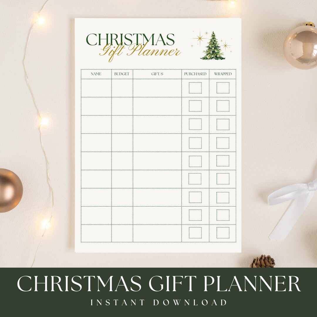 Printable Christmas Gift Planner | Digital Christmas Shopping Tracker ...