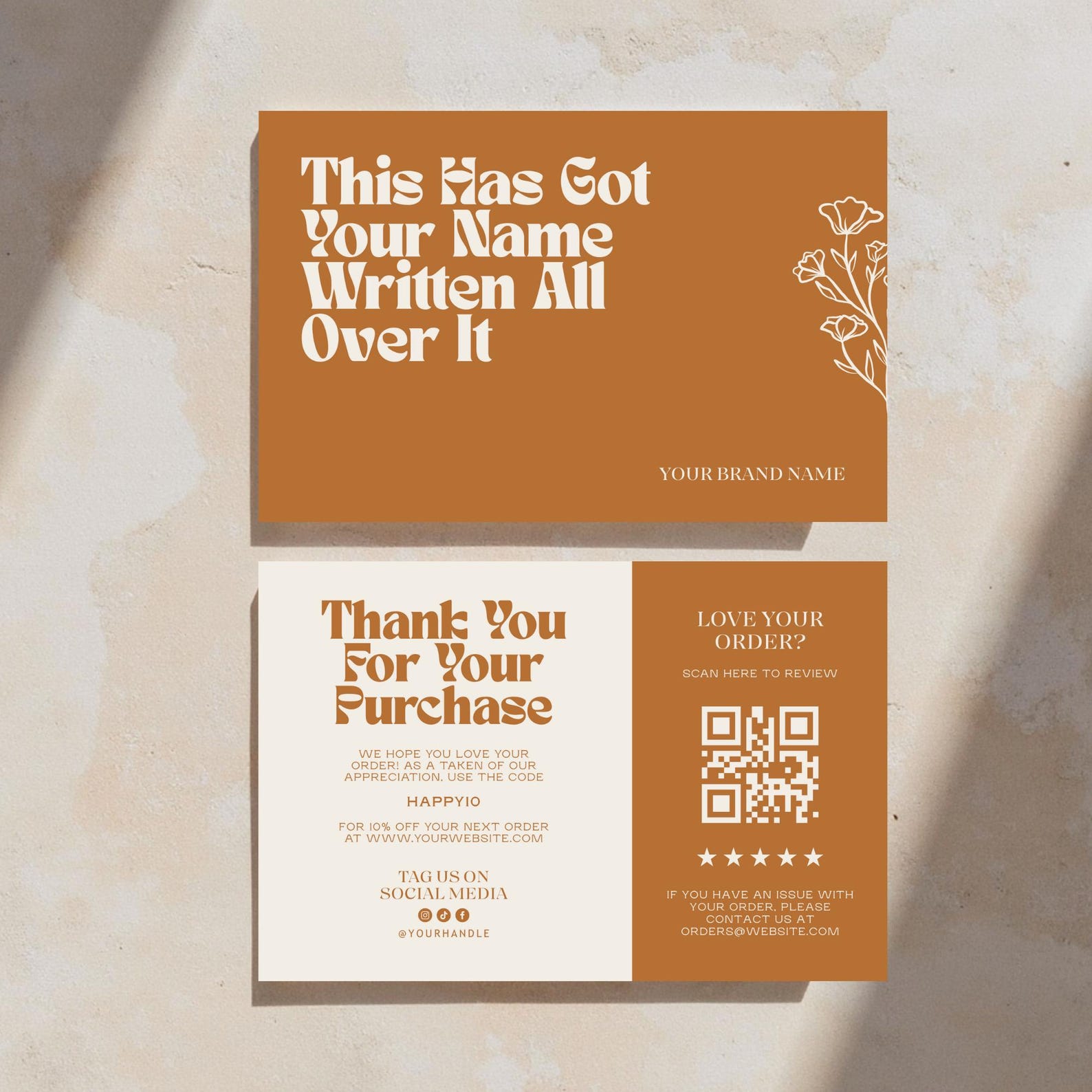 Retro Thank You Order Card Design | Package Insert Card | Small ...