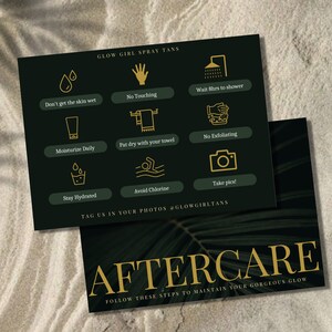 Spray Tan Artist Aftercare Card Editable Template Client Care Cards ...