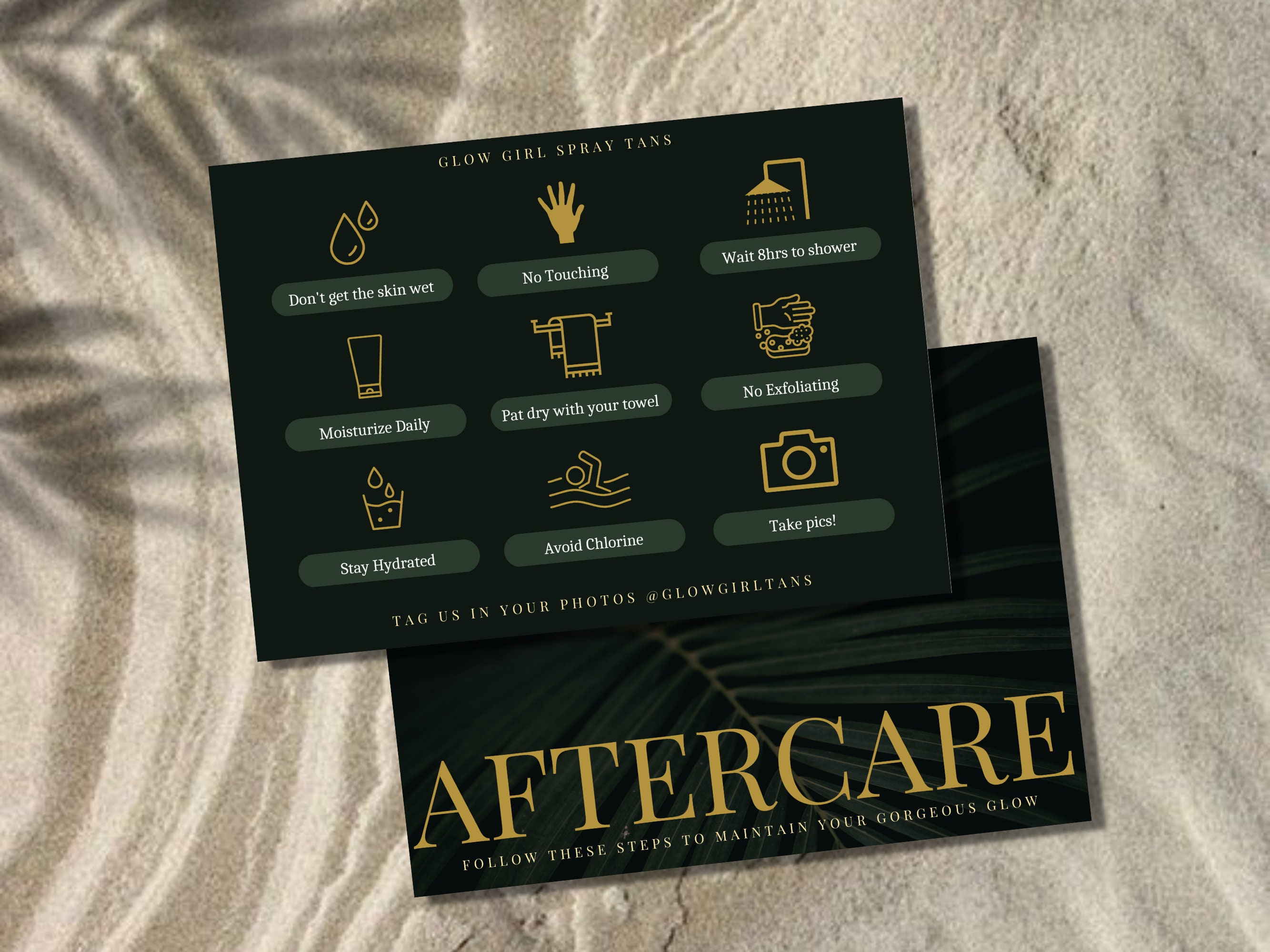 Spray Tan Artist Aftercare Card Editable Template Client Care Cards ...
