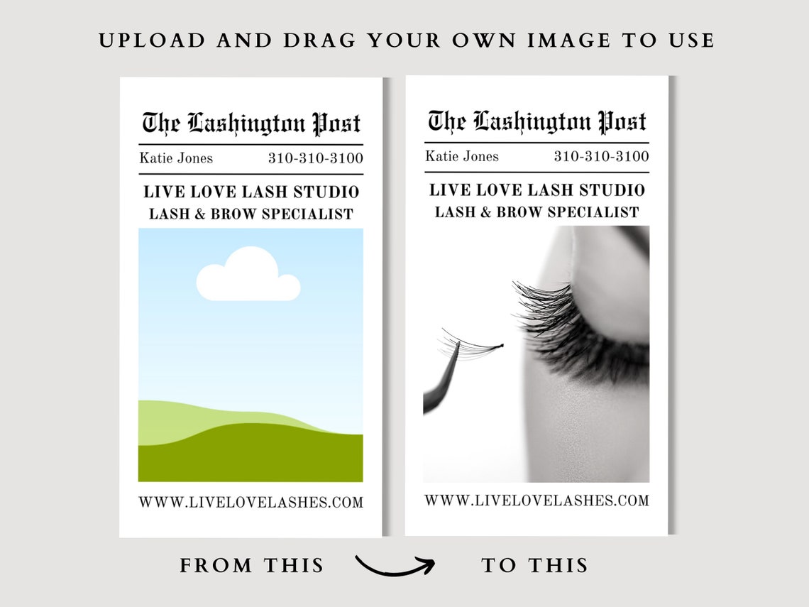 Lash Technician Business Card Editable Template Newspaper Print ...