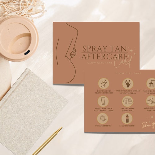 Spray Tan Artist Aftercare Card Editable Template Client - Etsy