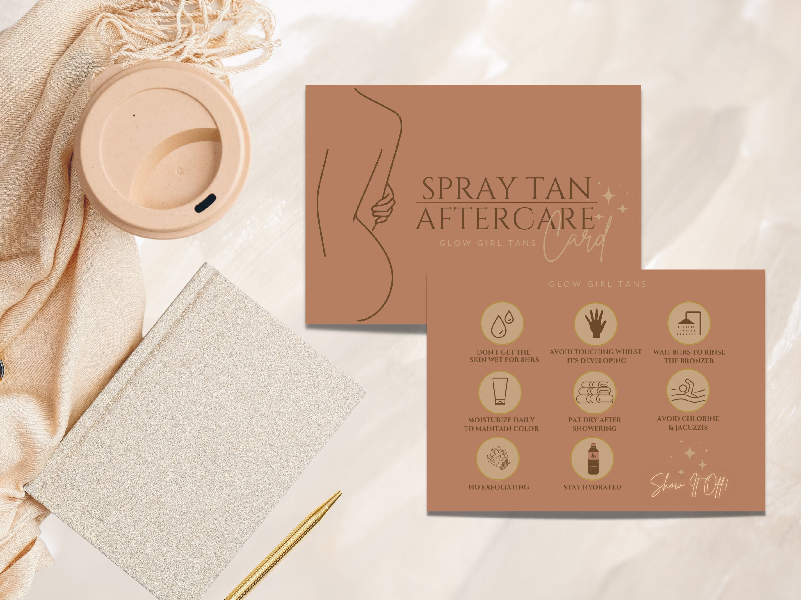 Spray Tan Artist Aftercare Card Editable Template Client - Etsy