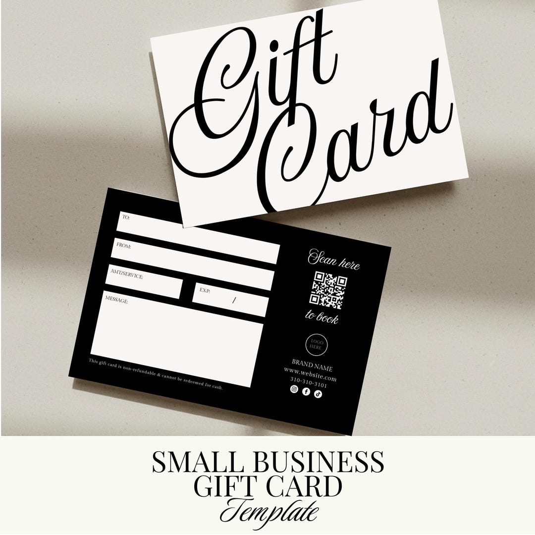 Gift Card Template | Printable Gift Certificate | Small Business Gift ...