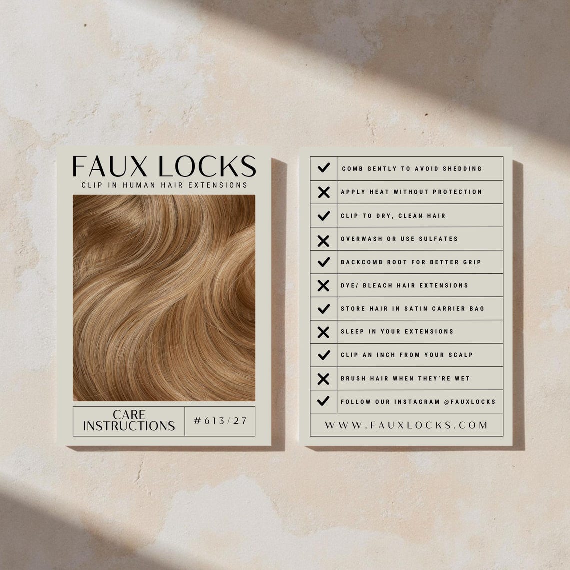 Clip-in Hair Extensions Care Card | Hair Extensions Aftercare Guide ...