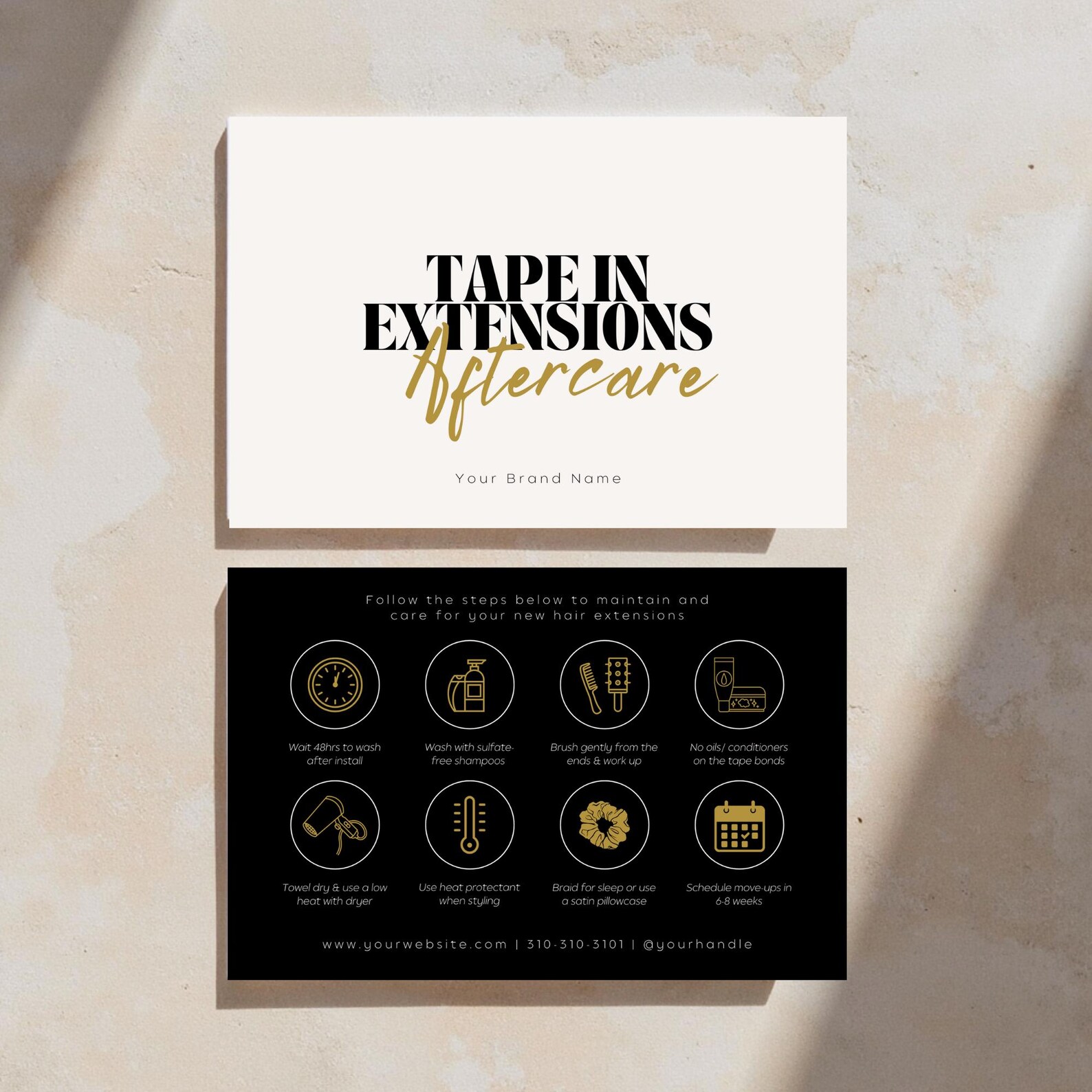 Tape-in Extensions Care Card | Client Care Card | Luxury Aesthetic ...