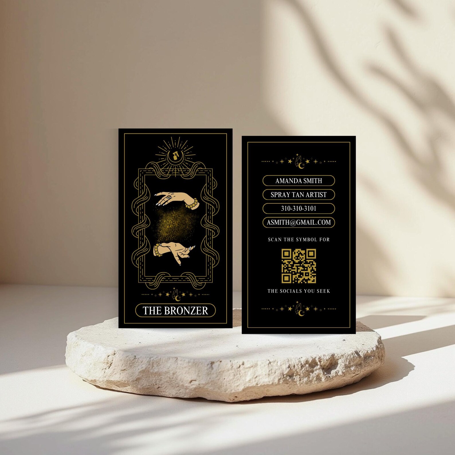 Spray Tan Artist Tarot Style Business Card Template | Printable Beauty ...
