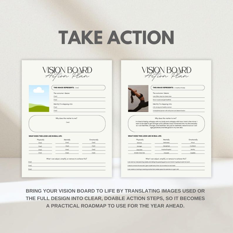 Vision Board Action Plan Template | Printable Goal Setting Worksheet ...