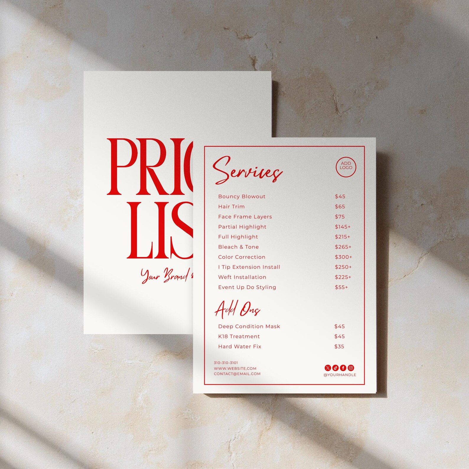 Modern Price List Design | Small Business Service Menu | Price List ...