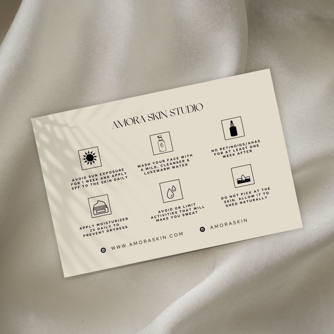 Chemical Peel Aftercare Card Esthetician Care Cards Facial Card Medspa ...