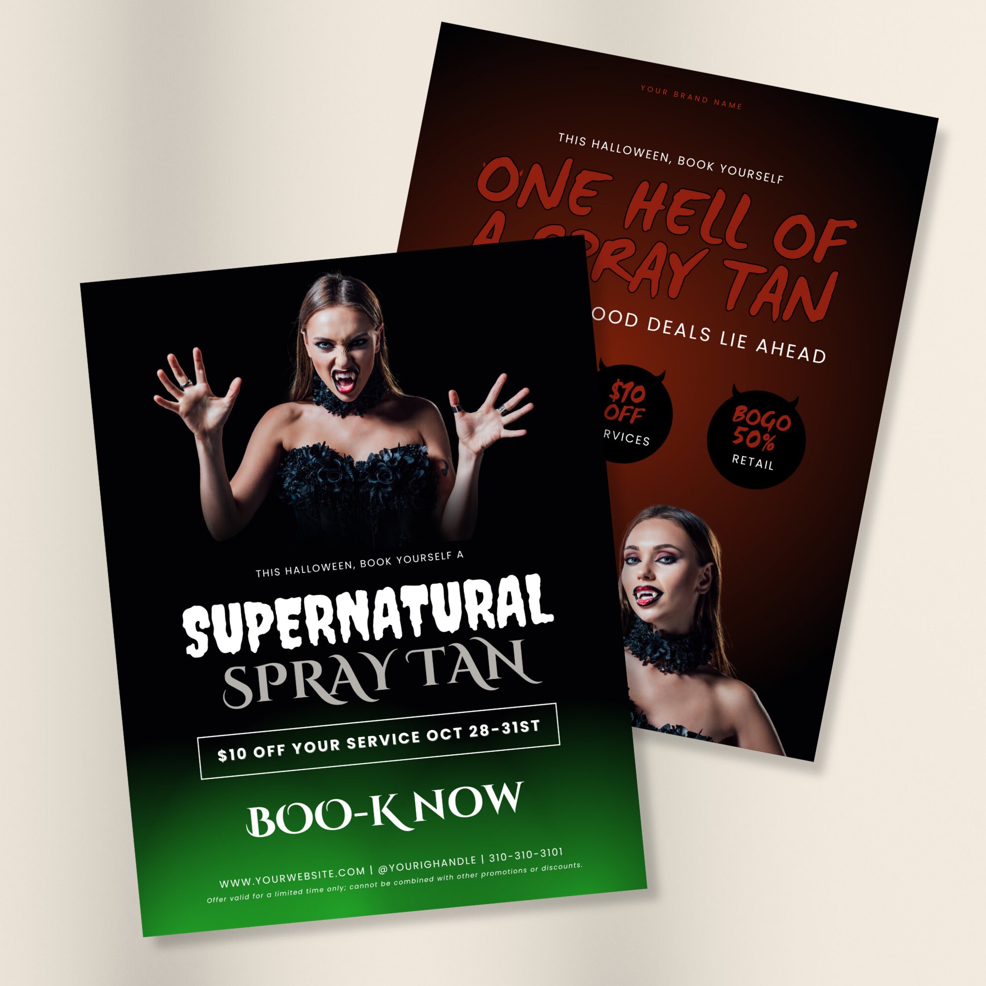 Spray Tan Business Halloween Flyers Editable Templates Halloween ...