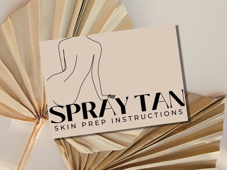 Spray Tan Artist Skin Prep Card Editable Template Client Care Cards Black & Beige Spray Tanning ...
