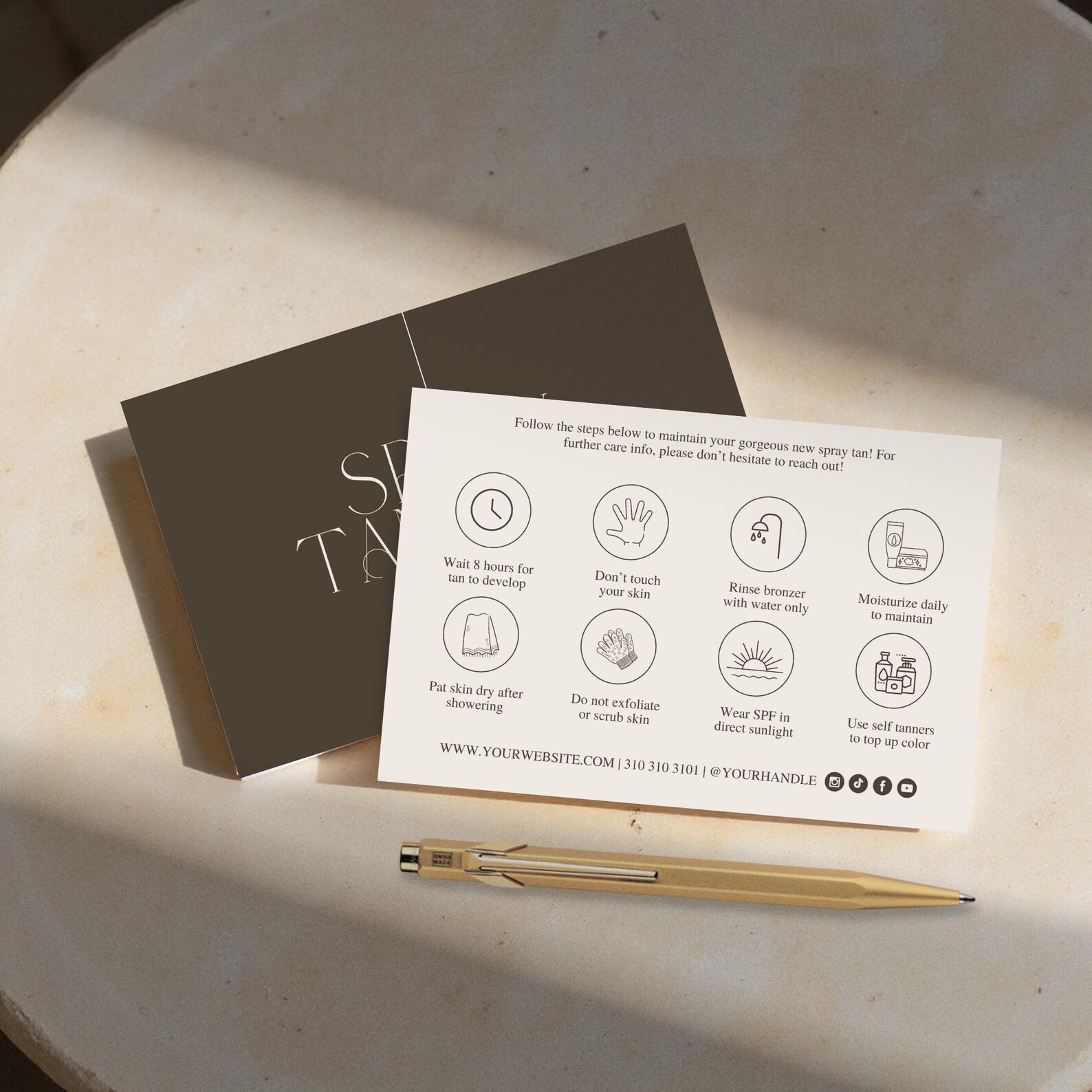 Spray Tanning Aftercare Card | Beauty Care Cards | Spray Tanning ...
