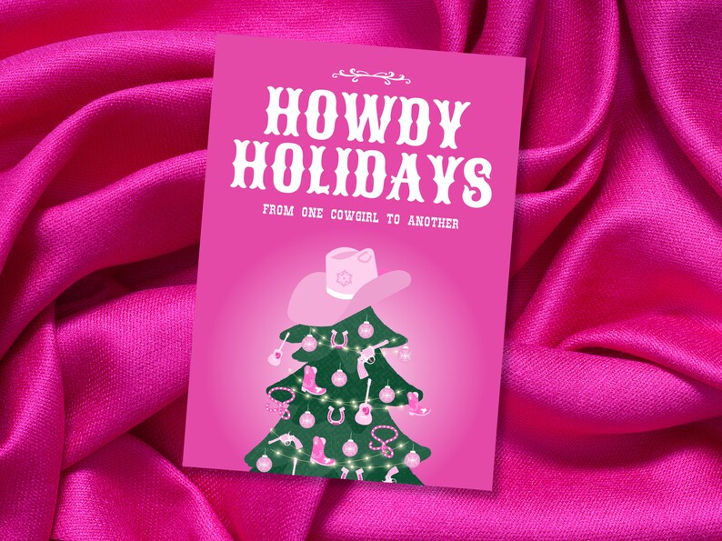 Cowgirl Christmas Card Design Howdy Holidays Greeting Card Editable ...