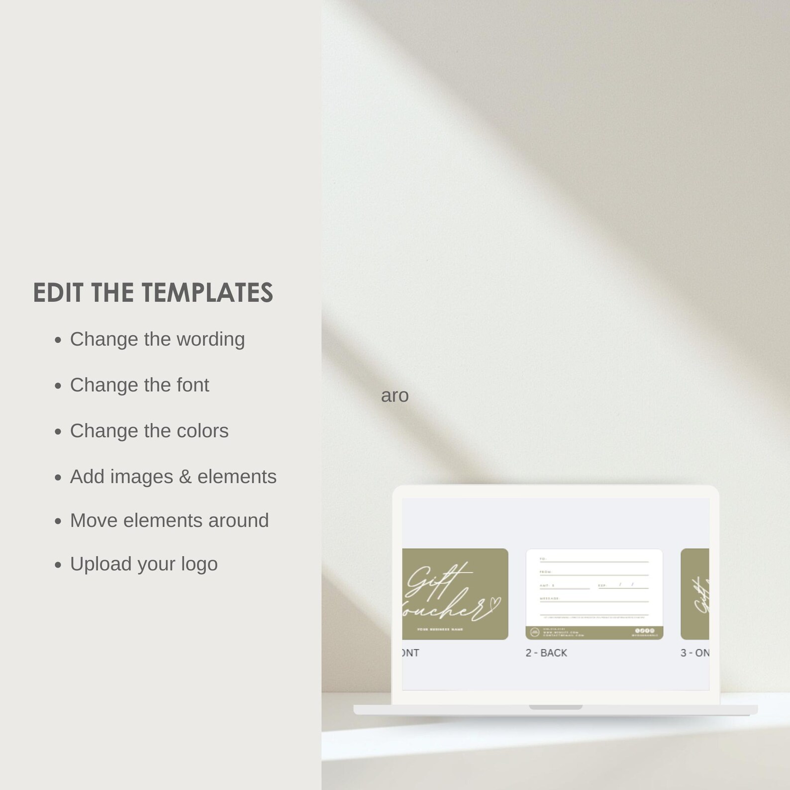 Minimalist Gift Voucher Design | Small Business Gift Card | Neutral ...