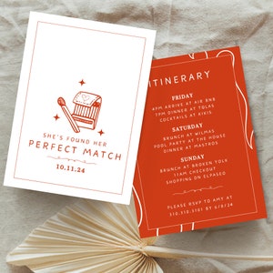 Perfect Match Bachelorette Party Invitation Editable Template Minimal ...