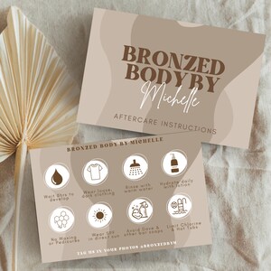 Spray Tan Artist Aftercare Card Editable Template | Neutral Client Care ...