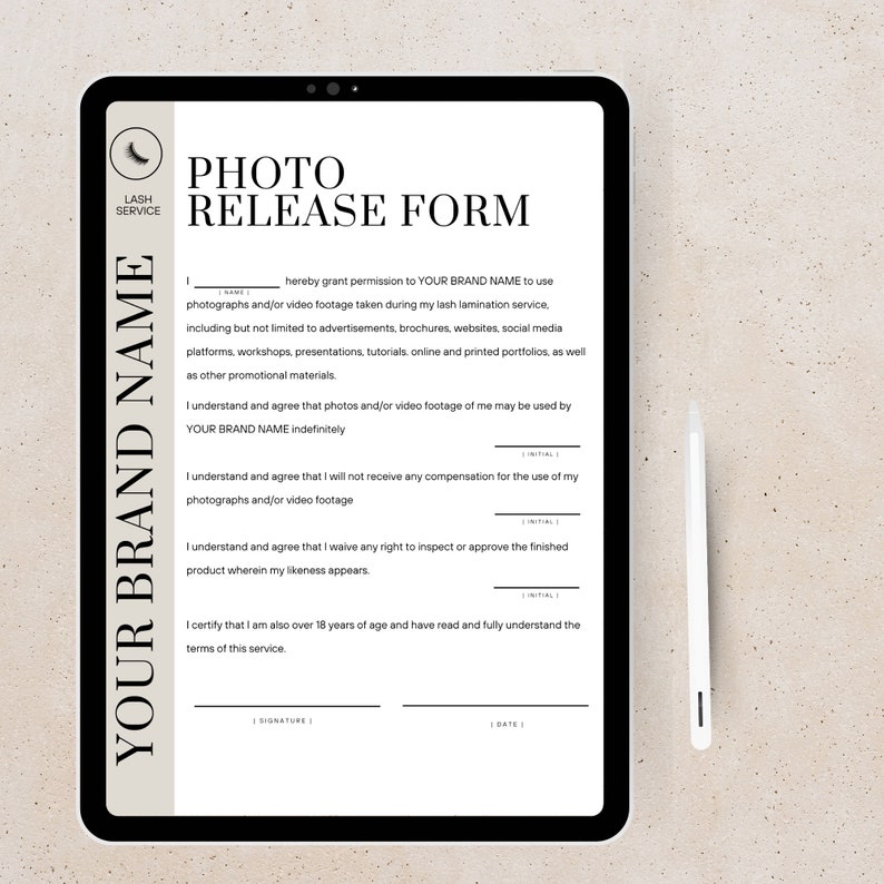 Lash Artist Client Consent Form | Photo Release and Service Release ...