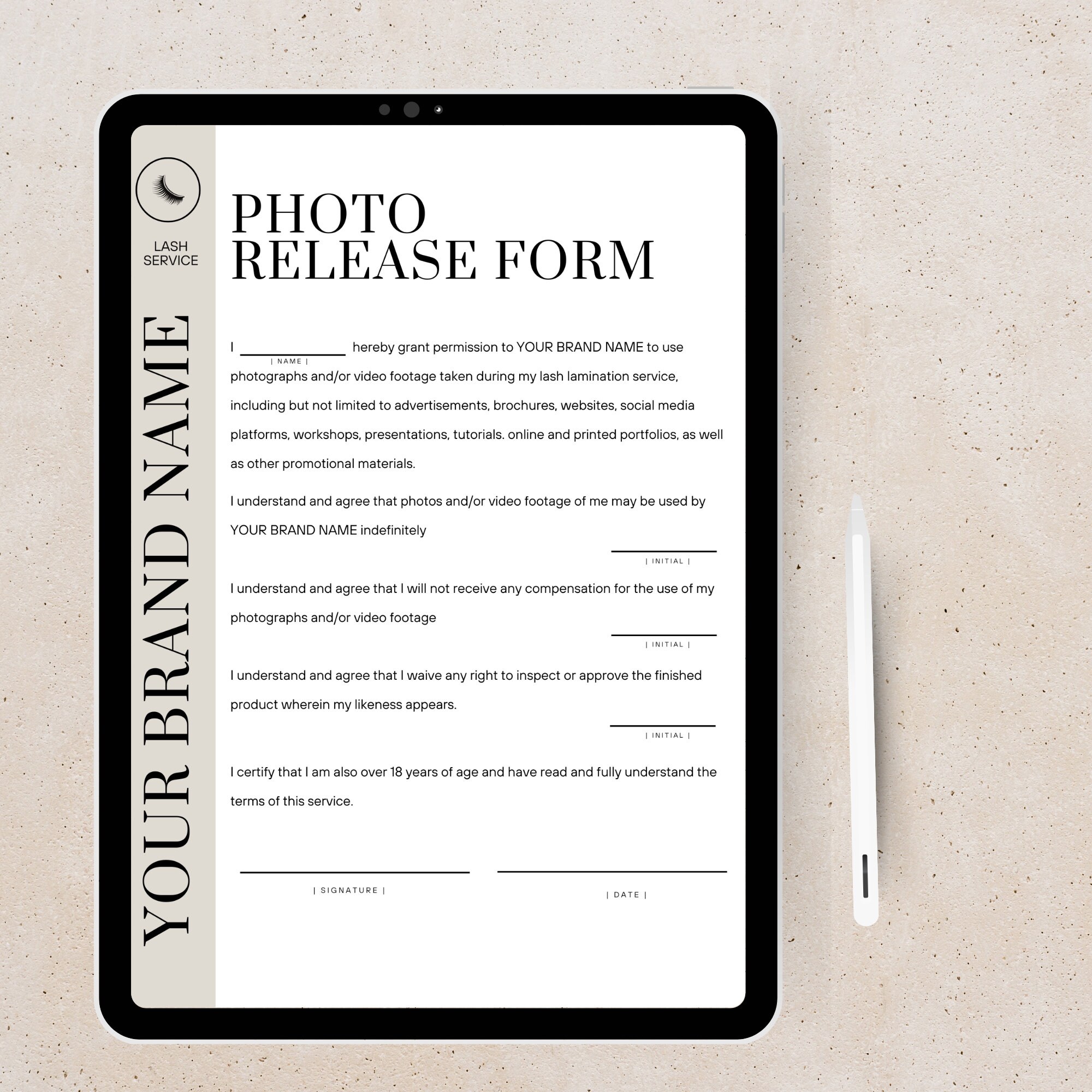 Lash Artist Client Consent Form | Photo Release and Service Release ...