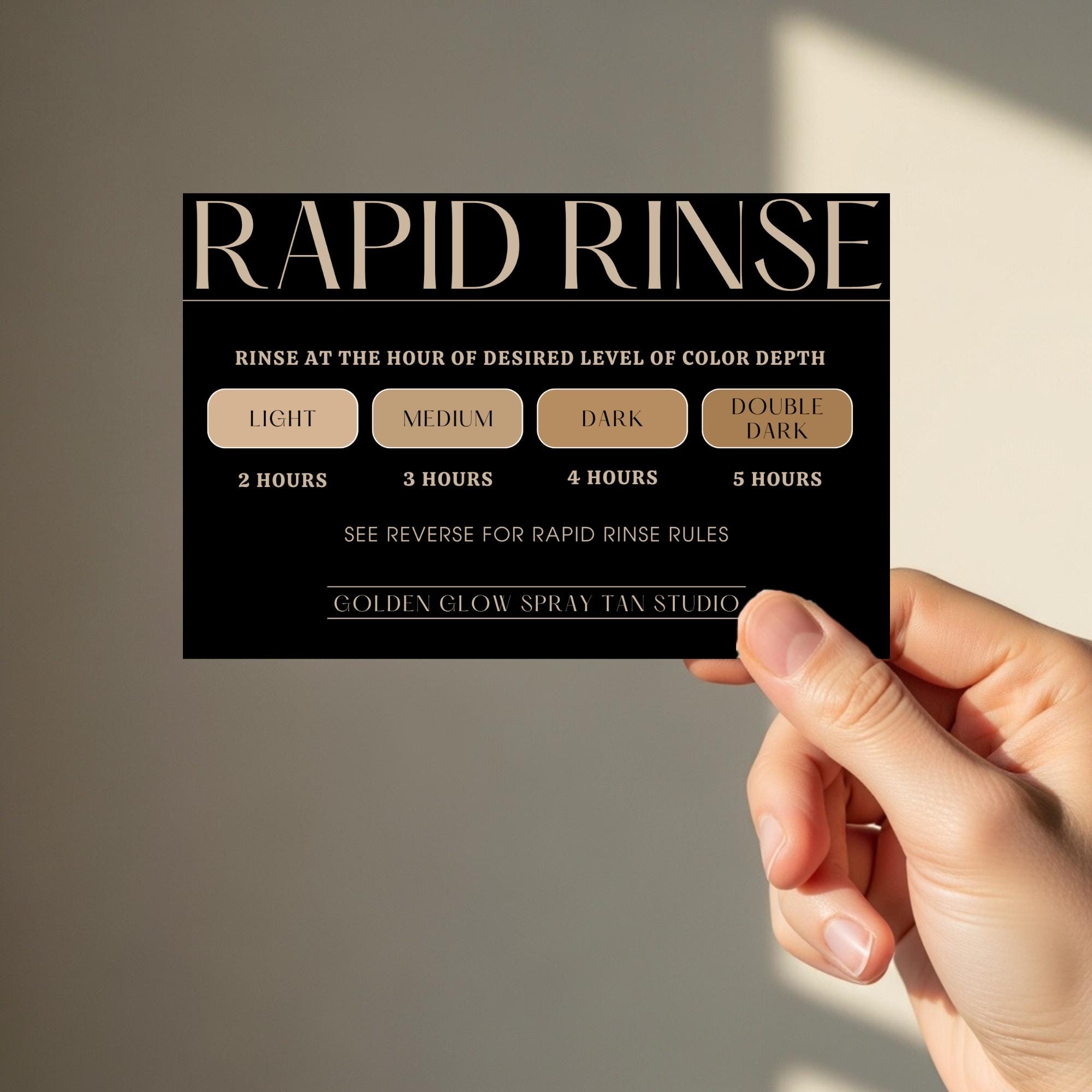 Rapid Rinse Spray Tan Aftercare Card | Express Spray Tan Care Card ...
