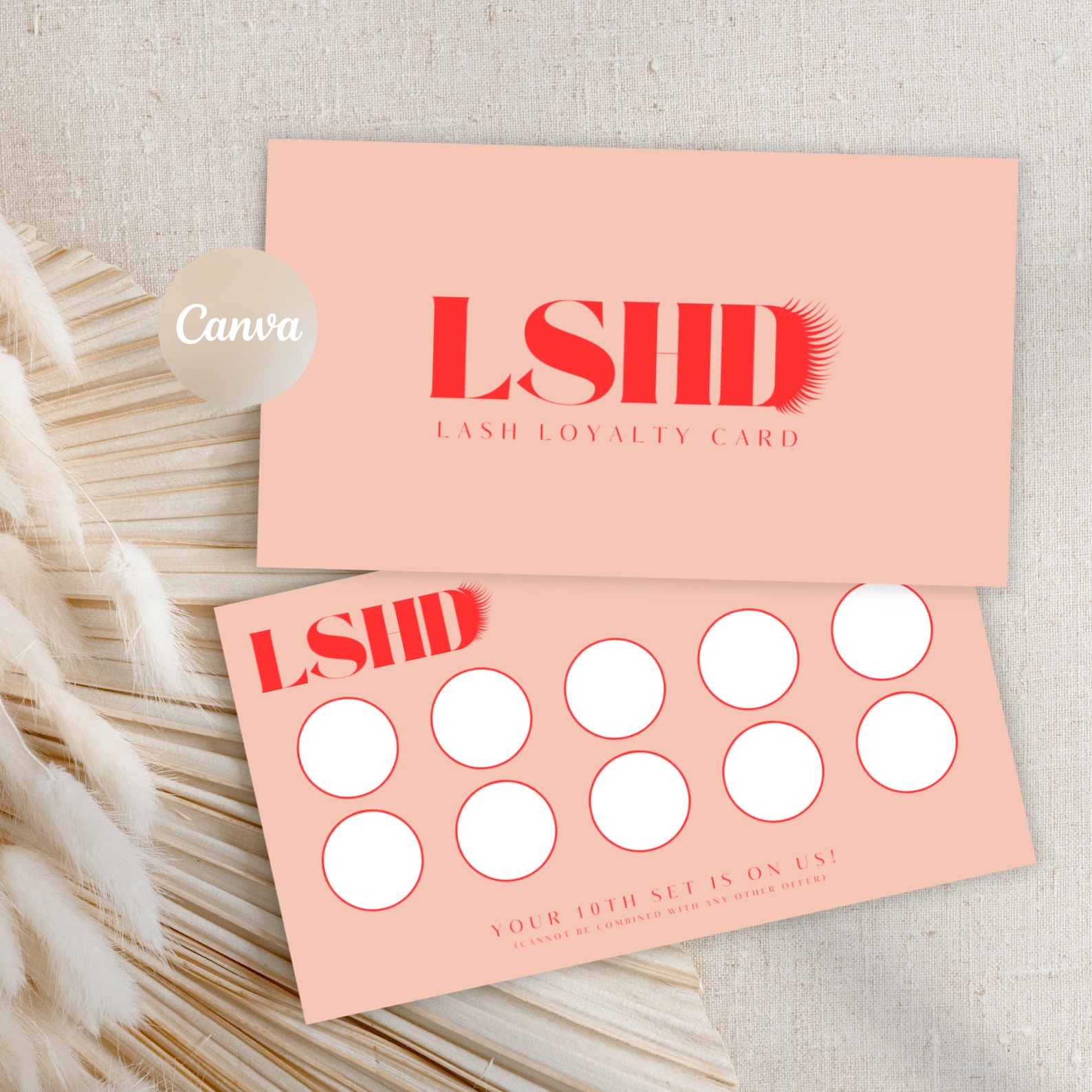 Lash Service Loyalty Card Design | Editable Template | Pink Loyalty ...